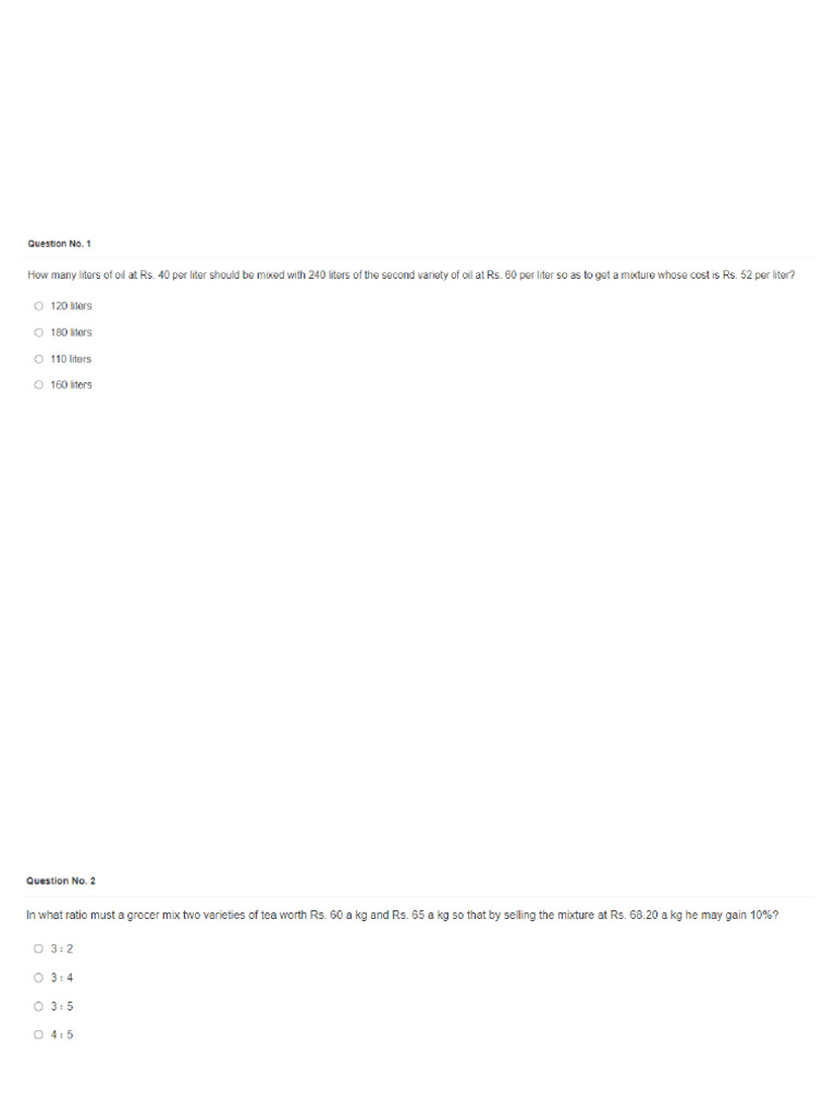 Mixture Problem I Pdf