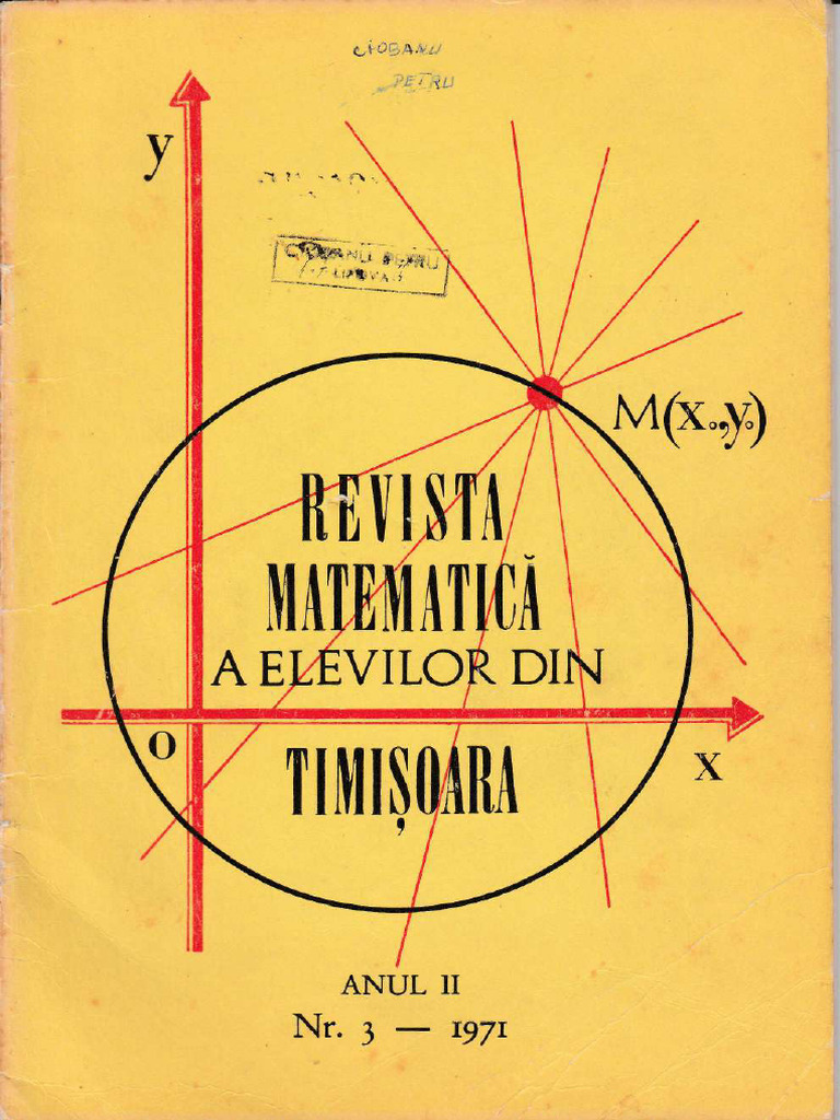 Revista Matematica A Elevilor Din Timisoara 3/1971 | PDF