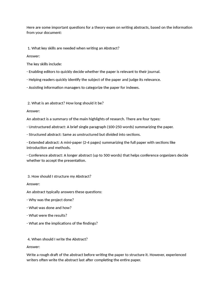 Abstract Questions Imp From | PDF