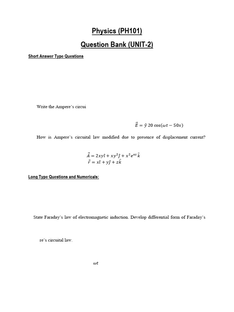 Unit-2 Question Bank | PDF | Electric Field | Capacitor