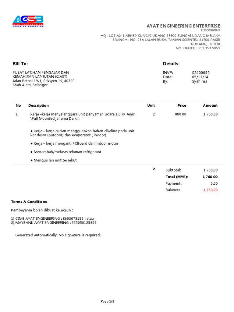 Contoh Invoice | PDF