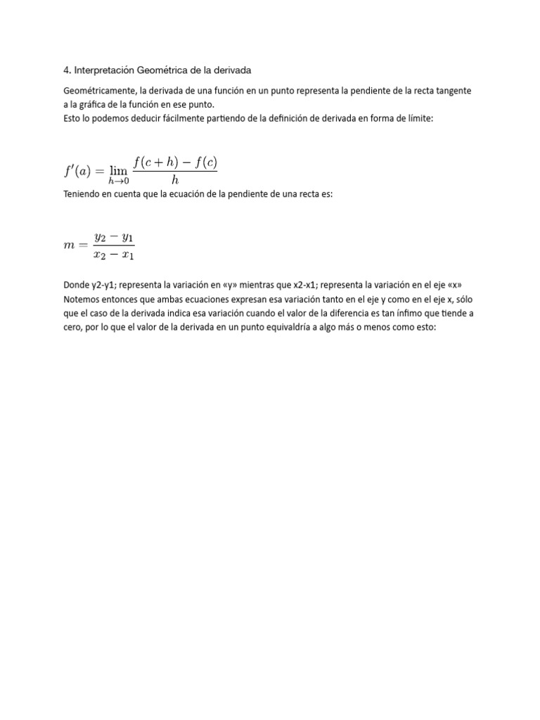 Interpretacion de La Derivada | PDF | Derivado | Pendiente