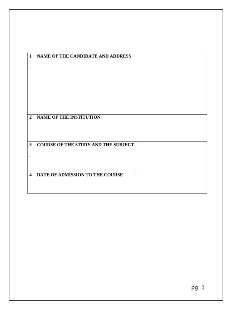 Research Synopsis Format I Year M.sc. N. | PDF
