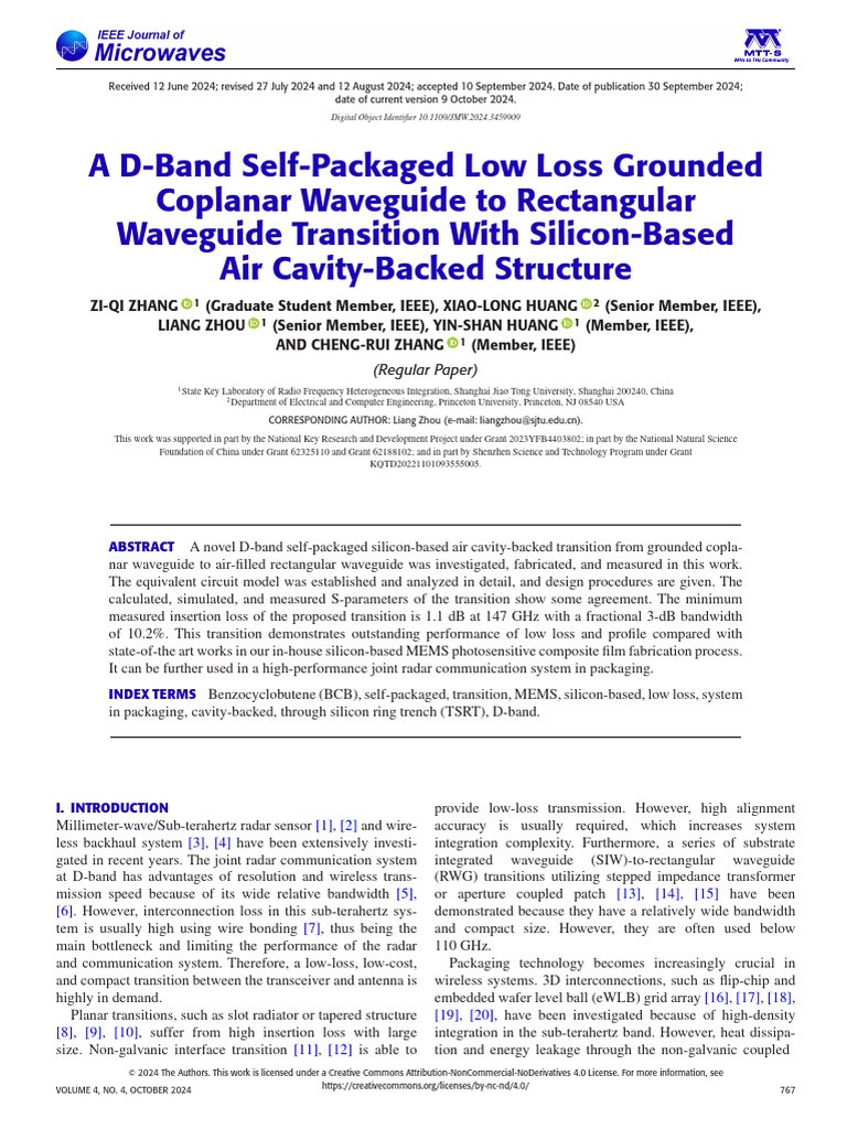 A D Band Self Packaged Low Loss Grounded Coplanar Waveguide To Rectangular Waveguide Transition