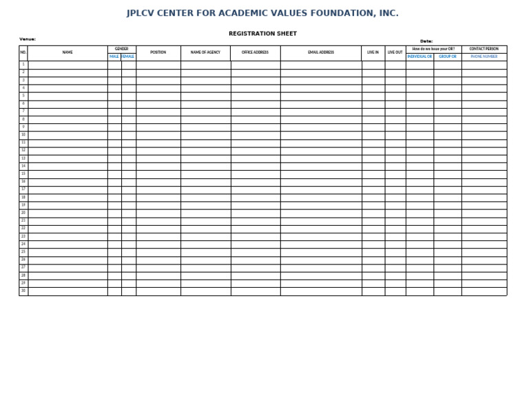 Pre Reg. Form-JCAV | PDF
