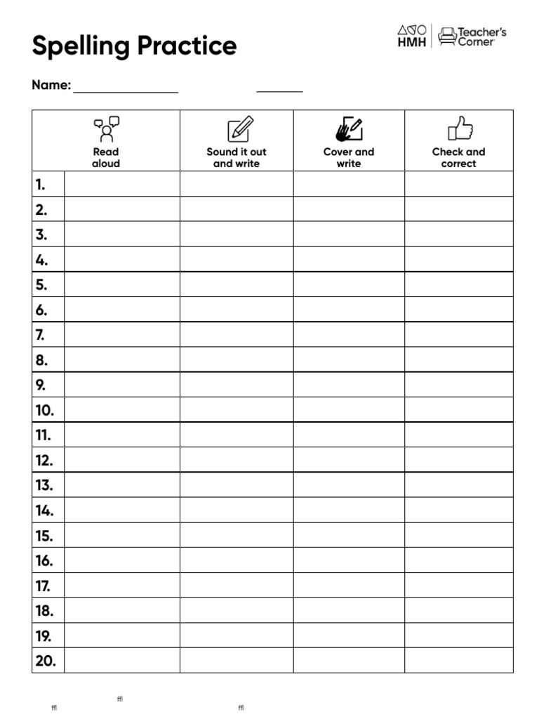 Spelling Practice Sheet | PDF
