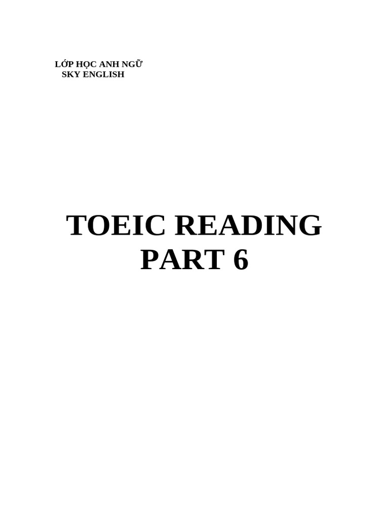 Toeic Reading Part 6 | PDF