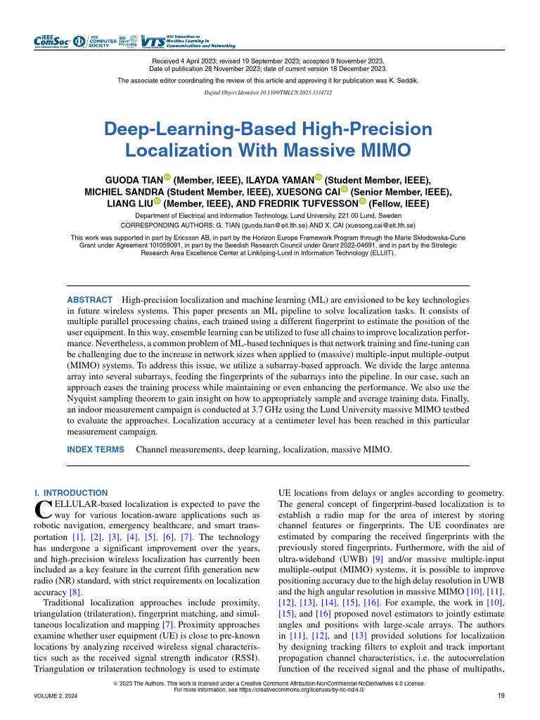 Deep-Learning-Based High-Precision Localization With Massive MIMO | PDF | Mimo | Matrix ...