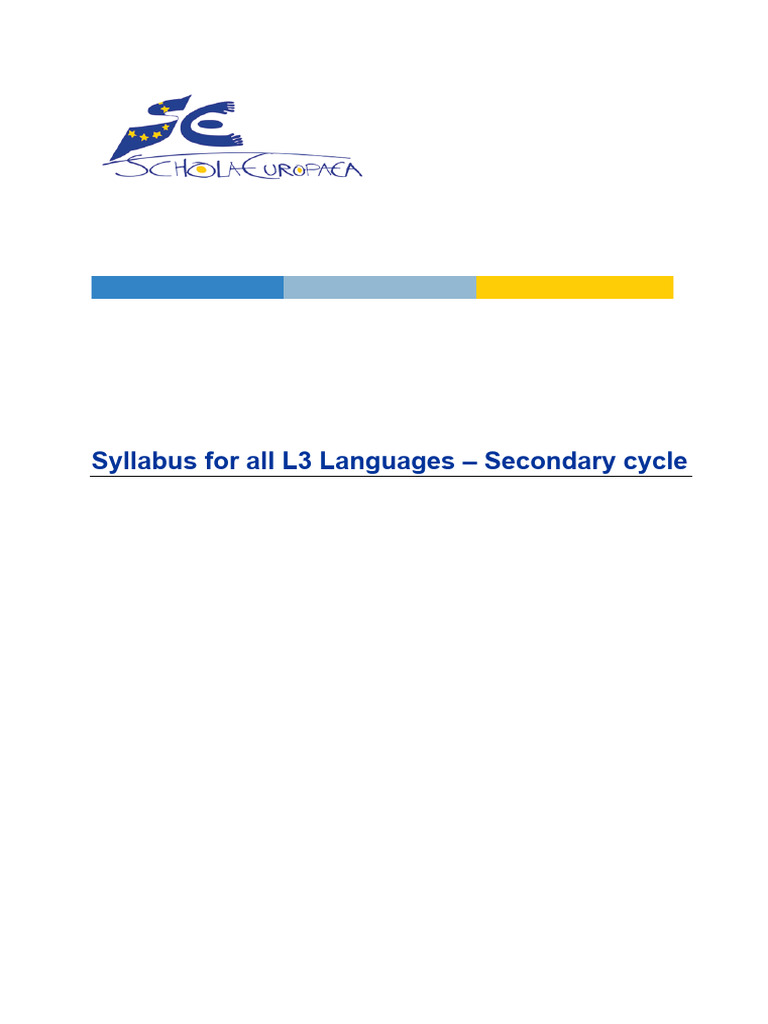 Syllabus For All L3 Languages - Secondary Cycle | PDF | Reading ...
