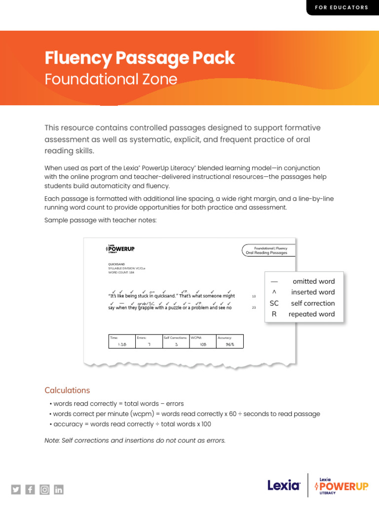 PowerUp Fluency Passage Pack Foundational | PDF | Whales | Fluency