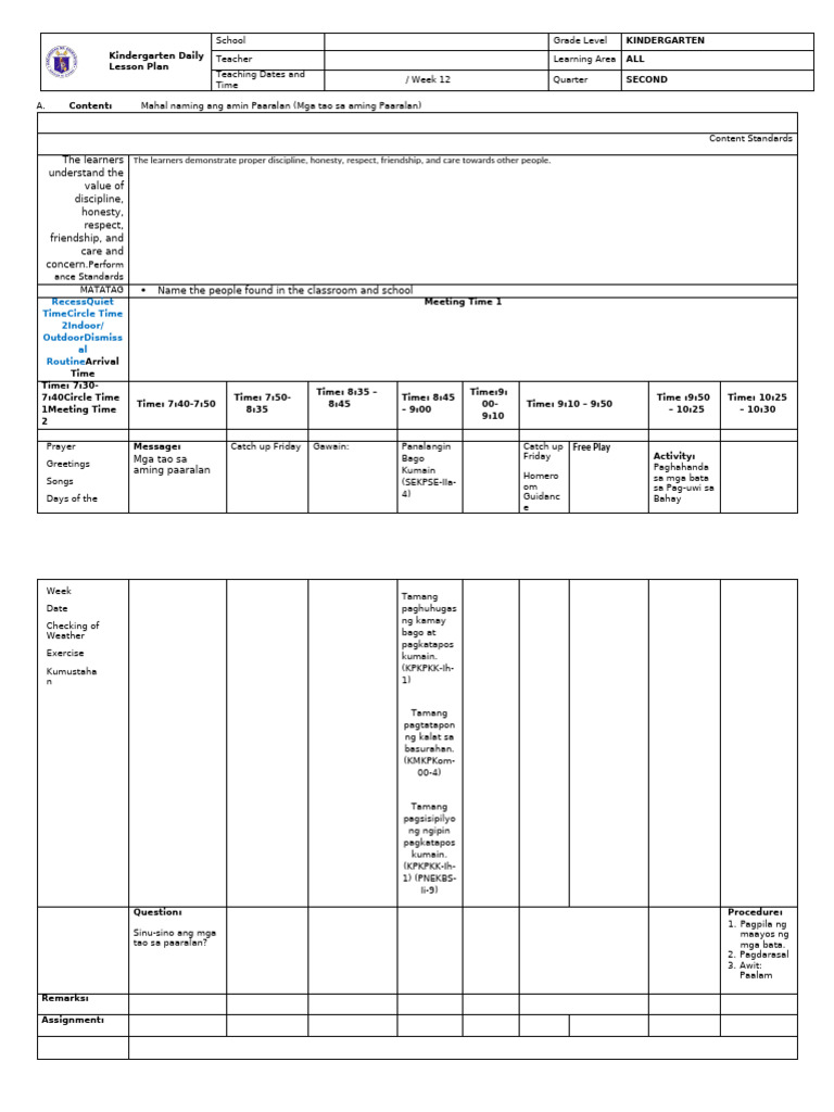 Kinder-New-DLL Week13 - Day5 | PDF | Schools | Behavior Modification
