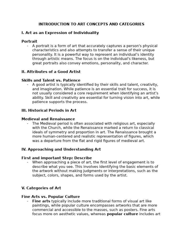 Art Appreciation Summary | PDF | The Arts | Fine Art