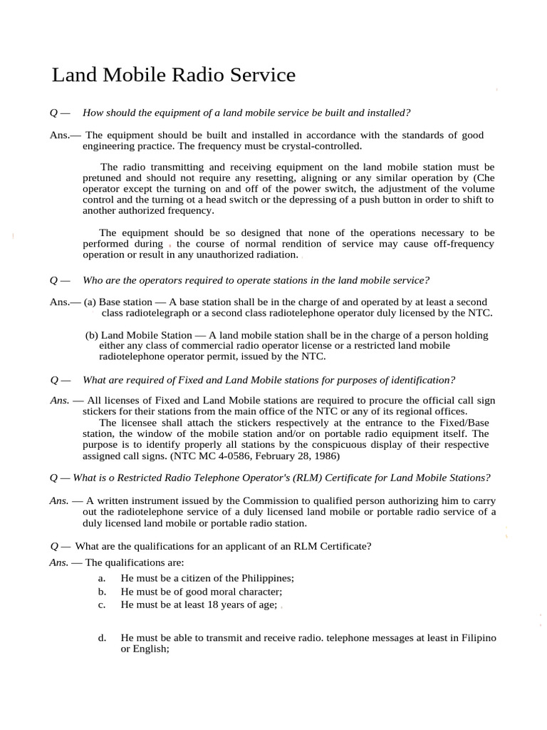 Land Mobile Radio Service Guidelines | PDF | Radio | Base Station