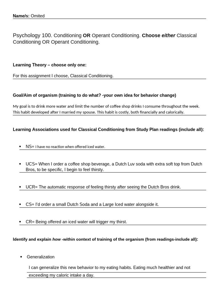 Learning Theories Template - Part One ONLINE PSYC 0100 | PDF ...