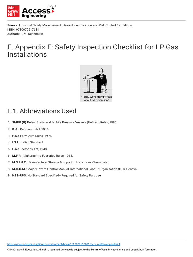 Appendix F Safety Inspection Checklist For LP Gas Installations | PDF | Valve | Pipe (Fluid ...