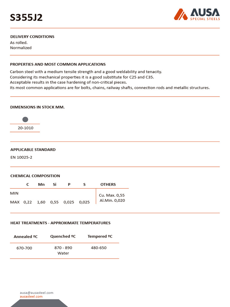 S355J2 Steel Properties and Applications | PDF | Metallurgy | Metals