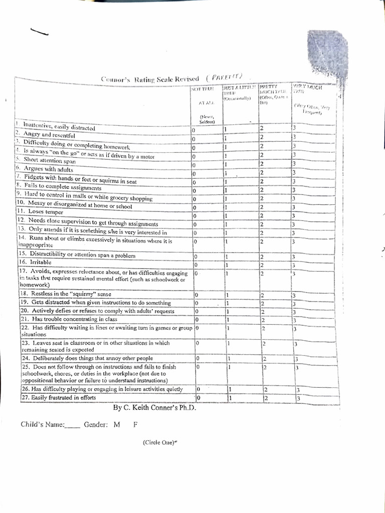 Conners ADHD Rating Scale Overview | PDF | Cognitive Science | Cognition