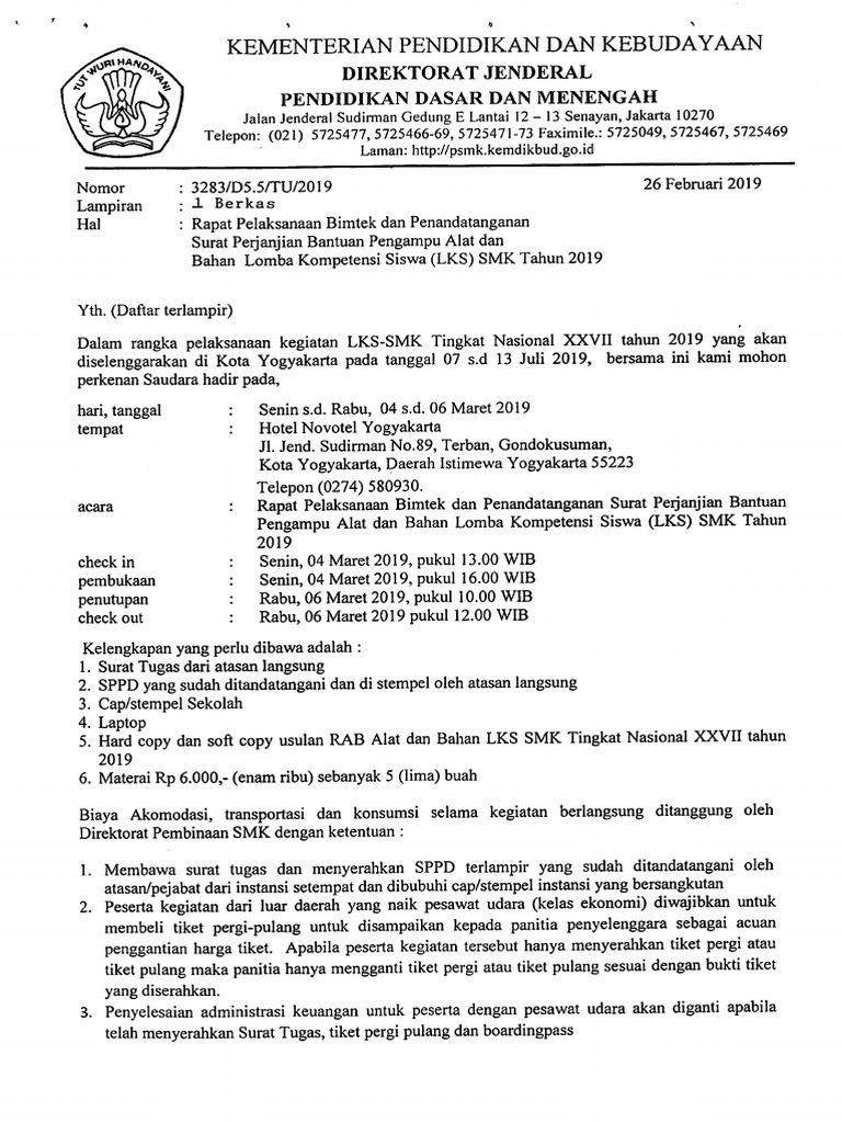 Undangan Bimbingan Teknis Dan Penandatangan Surat Perjanjian Pengampu ...
