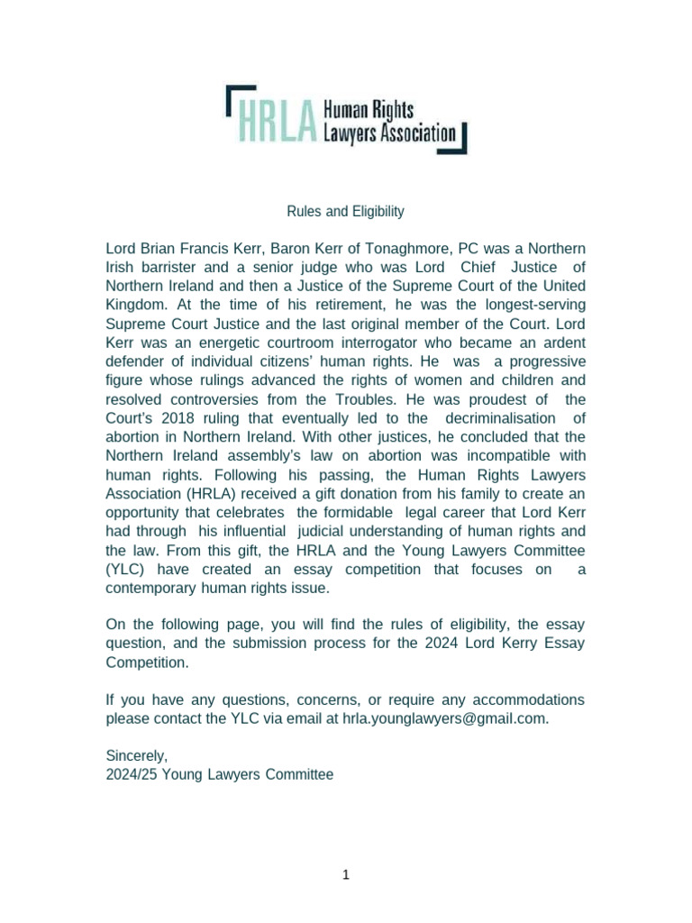 Lord Kerr - Rules and Eligibility | PDF | Essays | Reason