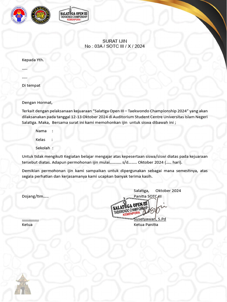 Surat Ijin Sekolah | PDF