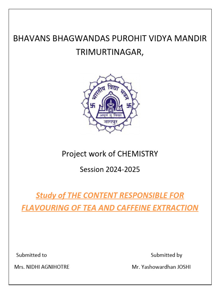 Bhavans Bhagwandas Purohit Vidya Mandir Trimurtinagar | PDF | Tea | Green Tea