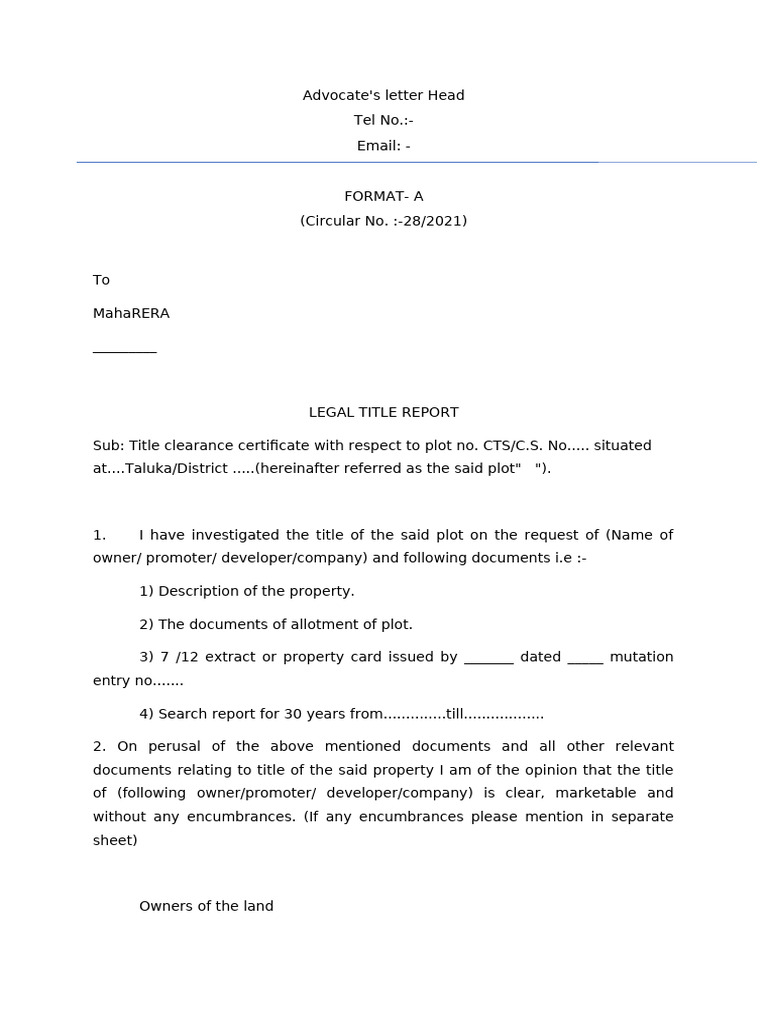 Title Report Format Word | PDF