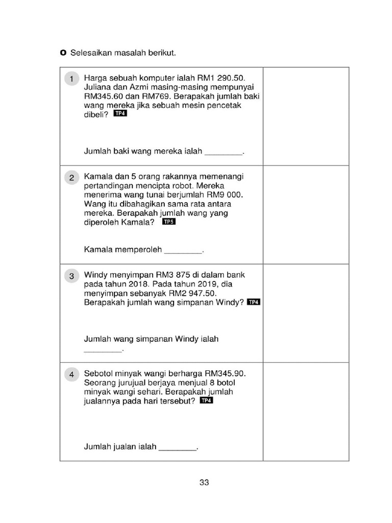 Soalan Math Wang Selesai Masalah | PDF