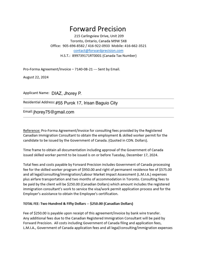 Forward Precision - Invoice.aug.22.2024. | PDF | Fee