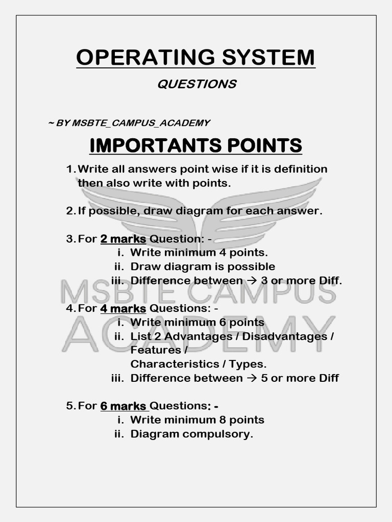 Operating System QB by Msbte - Campus-1 | PDF | Scheduling (Computing) | Computing