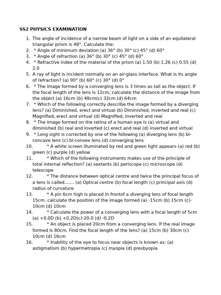 Physics Ss2 | PDF | Sound | Refraction