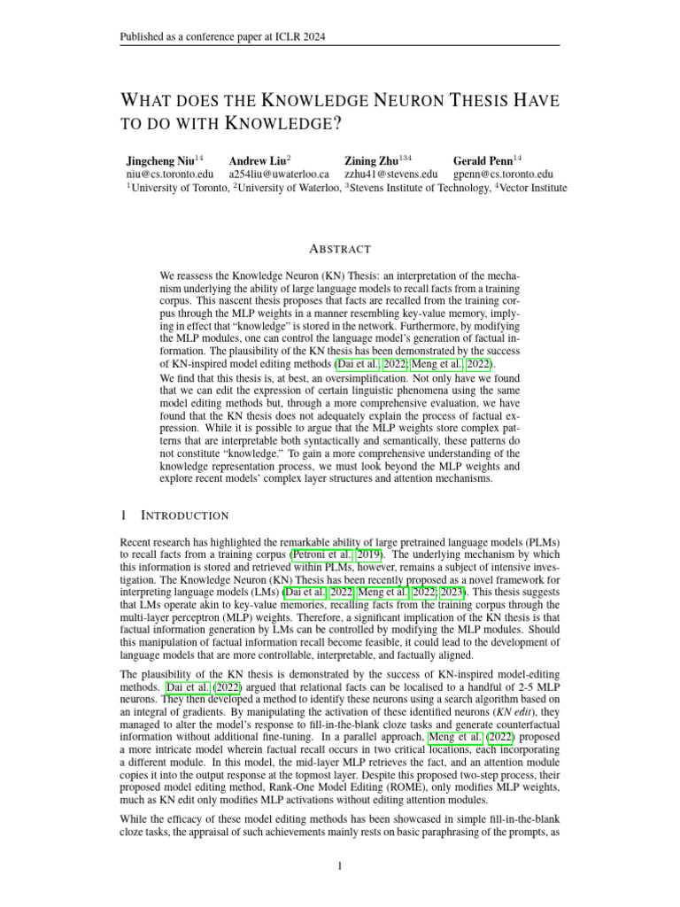 2106 What Does The Knowledge Neuron | PDF | Syntax | Linguistics