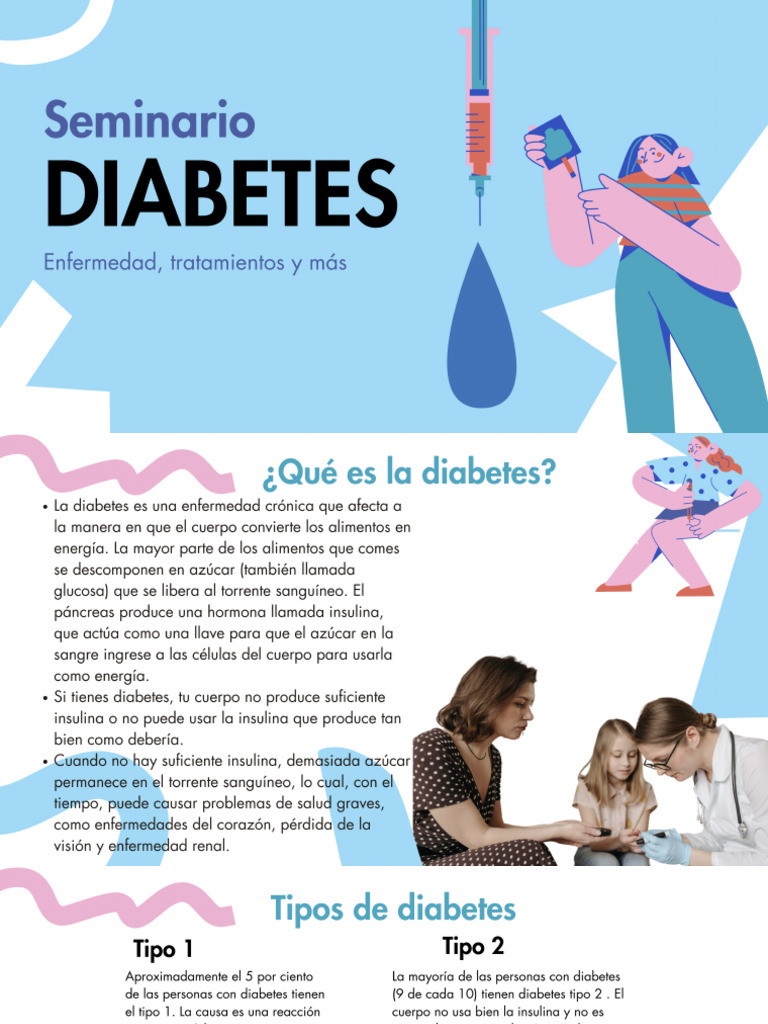 Presentación Informativa Diabetes Ilustrado Blanco Azul | PDF