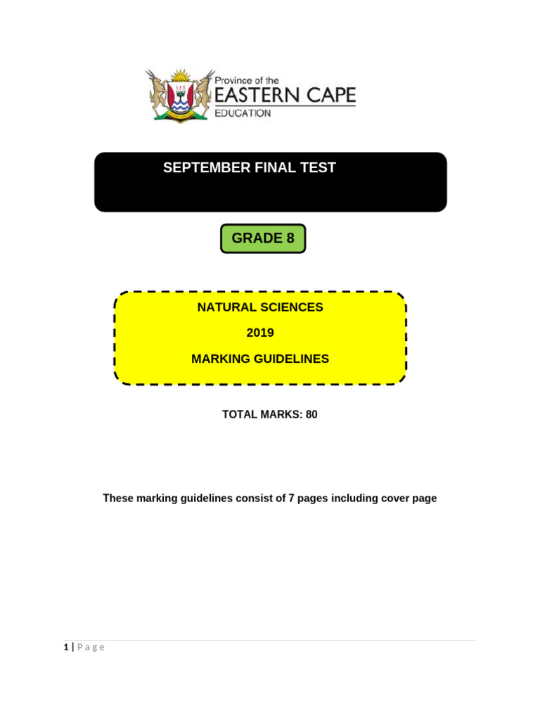 FINAL Grade 8 TERM 3 MARKING GUIDELINES 2019 | PDF | Electron | Electrical Engineering
