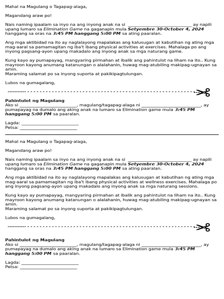Intramurals Permit-2024 | PDF