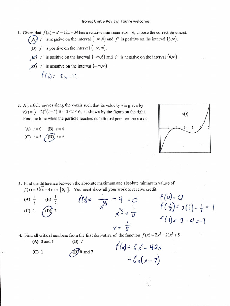 Unit 5 Bonus Review Answer Key | PDF | Geometry | Mathematical Relations