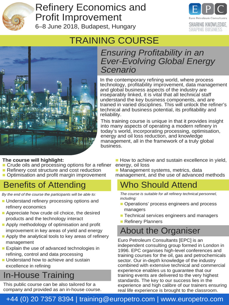 Refinery Economics & Profit Boost Course | PDF | Oil Refinery | Petroleum