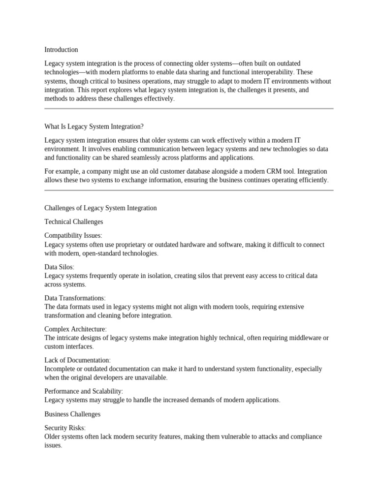 Legacy Integration | PDF | Computing | Information Technology