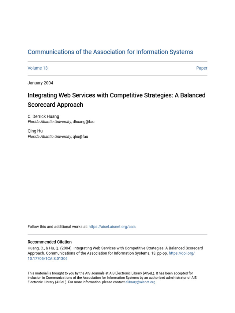 Integrating Web Services With Competitive Strategies - A Balanced | PDF | Soap | Strategic ...