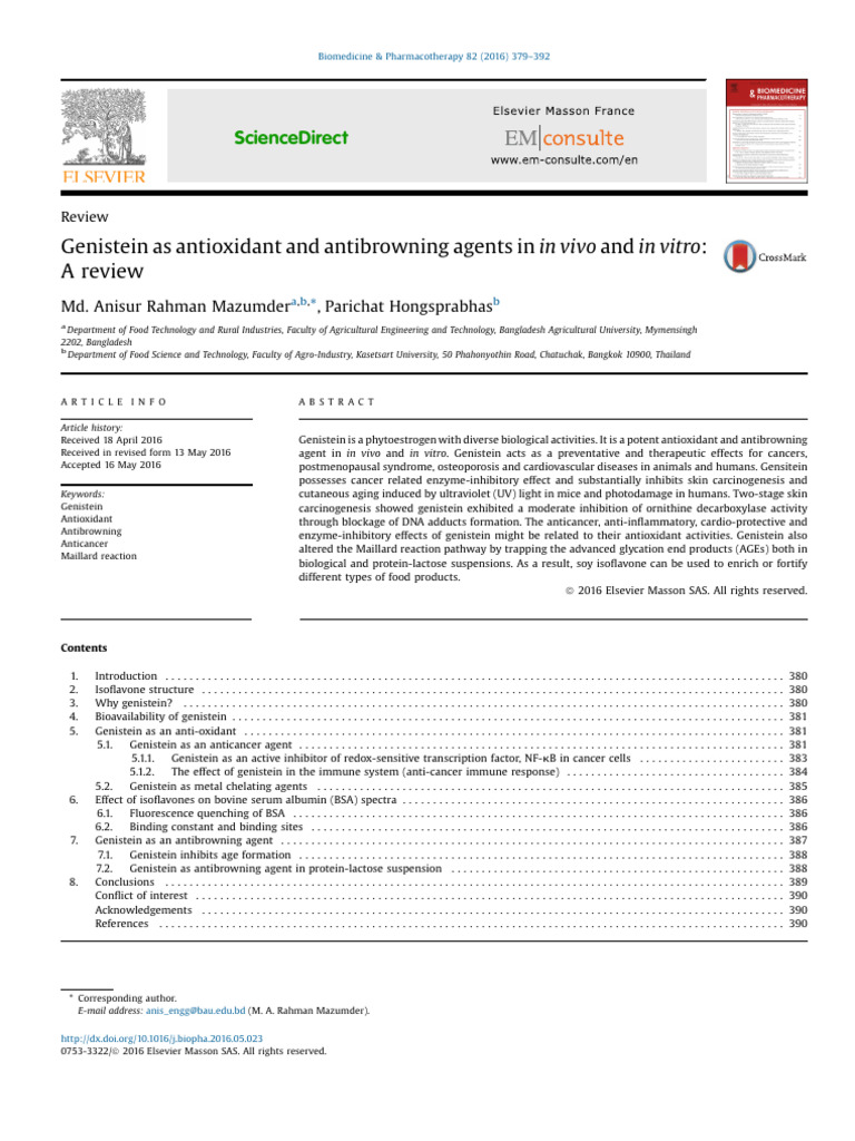 Genistein As Antioxidant and Antibrowning Agents in And: A Review | PDF ...