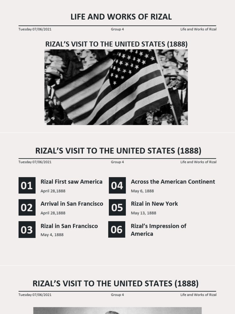 GROUP 4 - Rizal's Visit To The United States | PDF