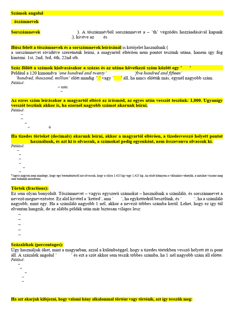 Számok Angolul. | PDF