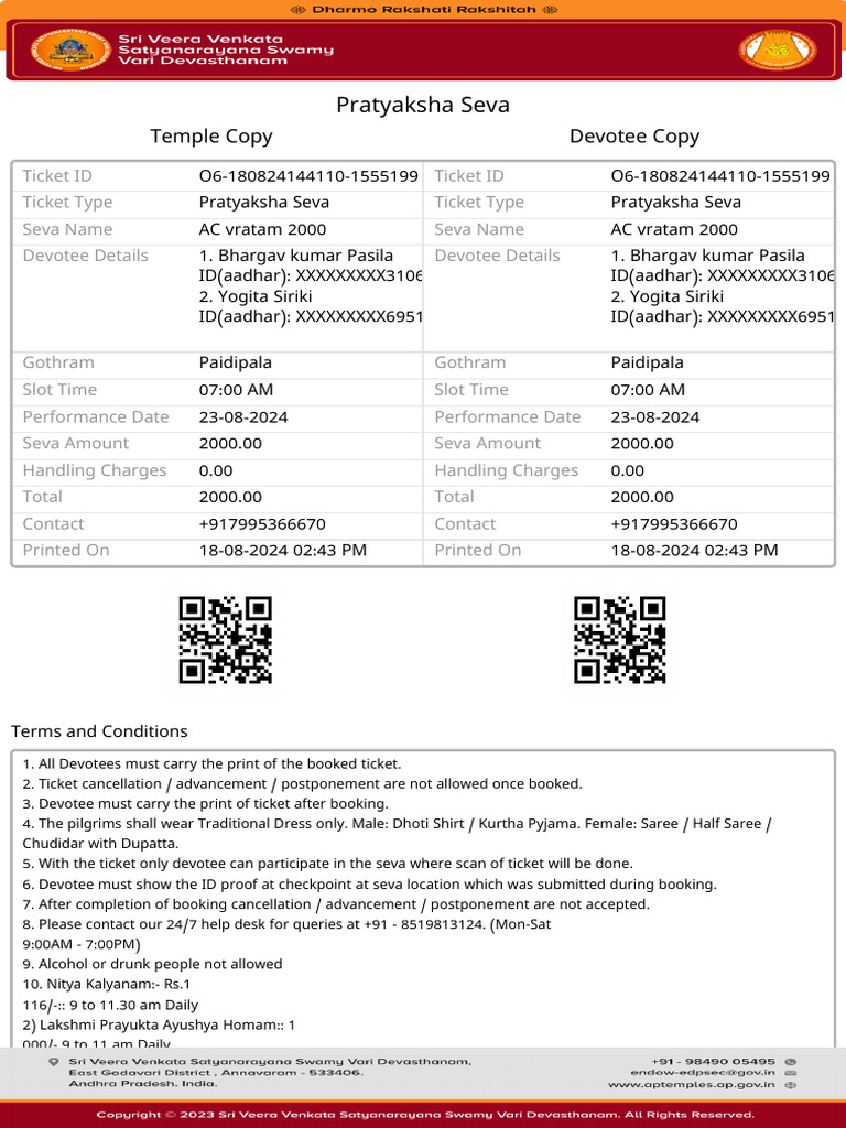 Pratyaksha Seva: Temple Copy Devotee | PDF