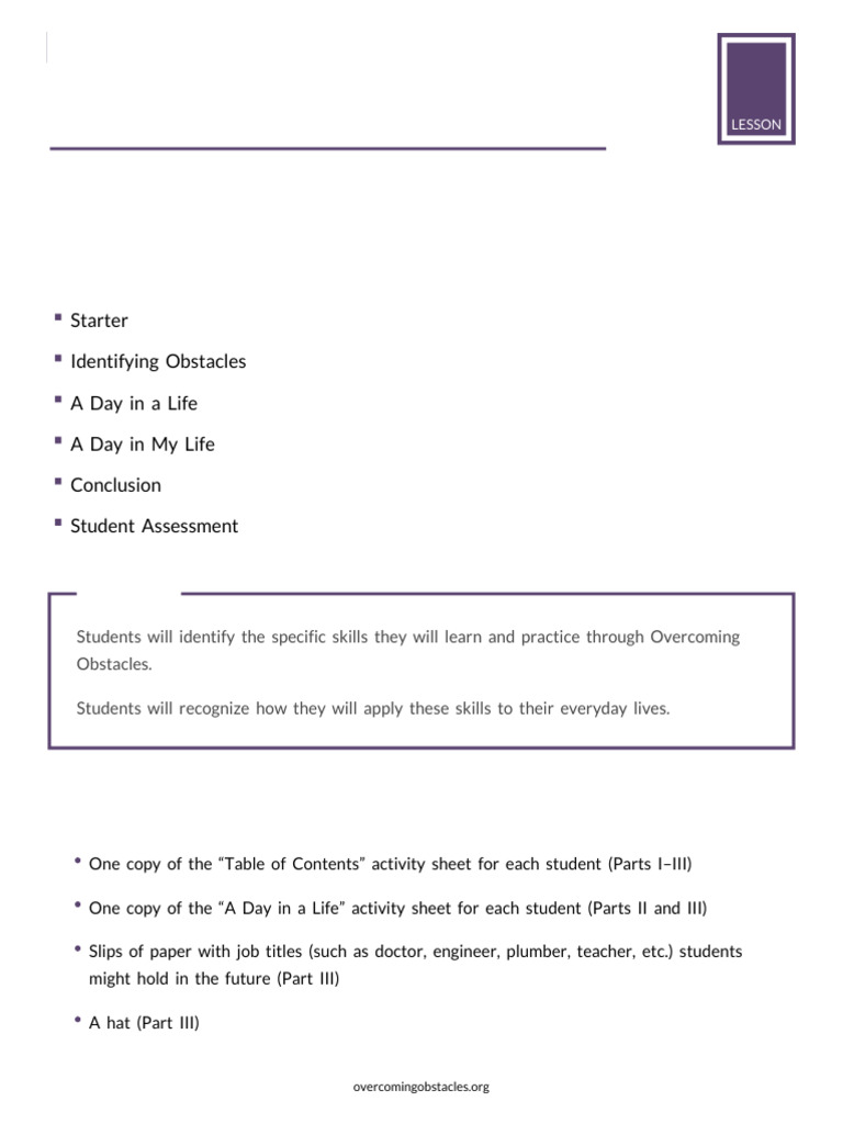 Introduction to Overcoming Obstacles | PDF | Learning | Curriculum