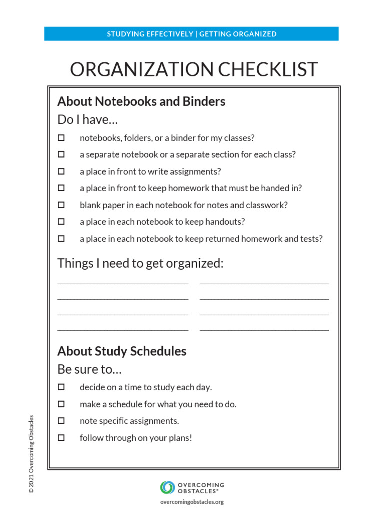 Lesson 1 Getting Organized Activity Sheets | PDF