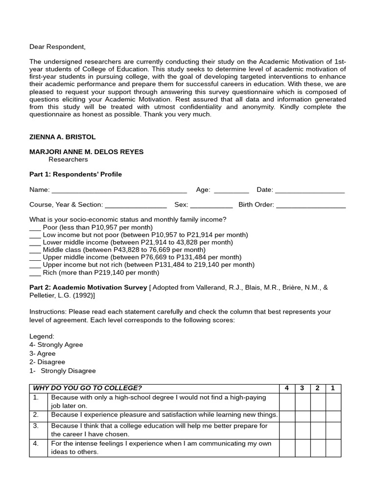 Thesis Questionnaire-DelosReyes-Bristol | PDF | Pleasure ...