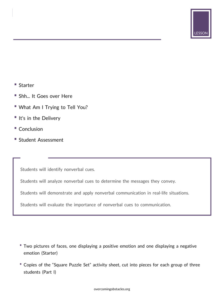 Lesson 1 - Understanding Nonverbal Communication | PDF | Nonverbal ...