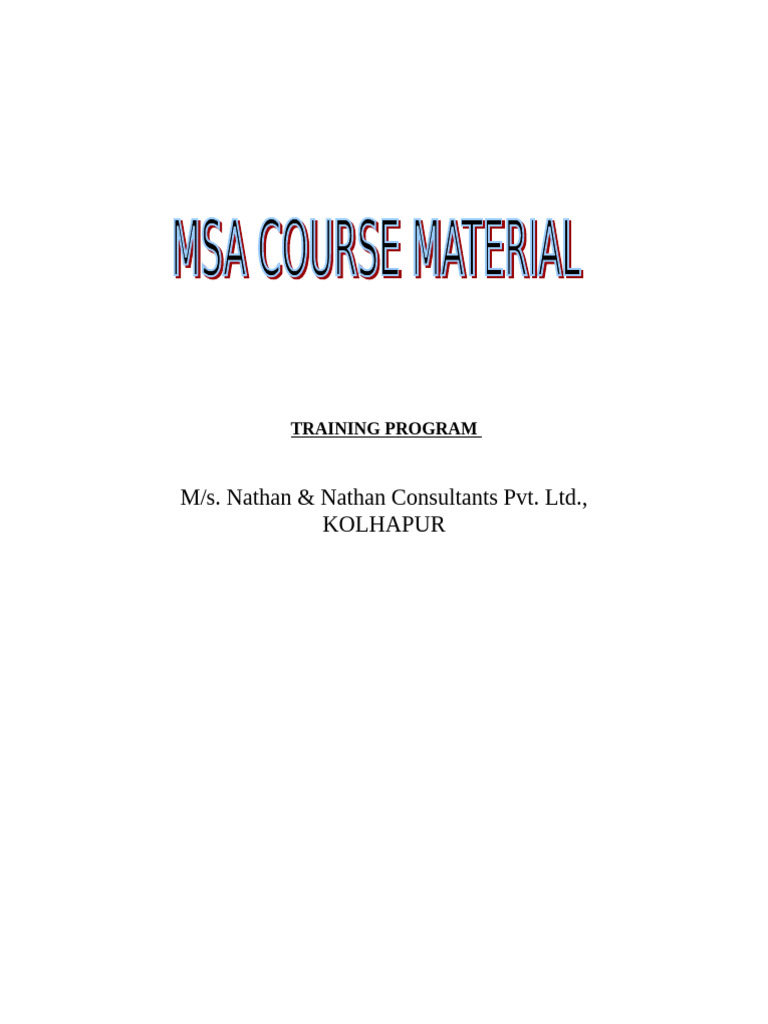 00 Modified -Msa Trg Material | PDF | Accuracy And Precision | Standard Deviation