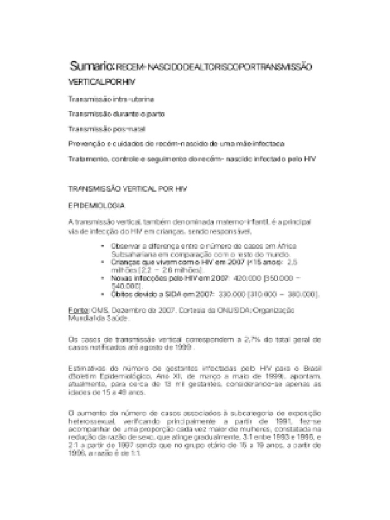 HIV Transmissao Vertical | PDF