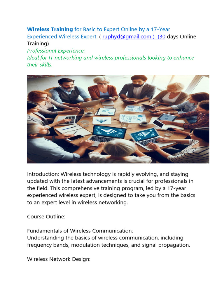 Wireless Networking Training Course | PDF | Wireless | Wireless Network