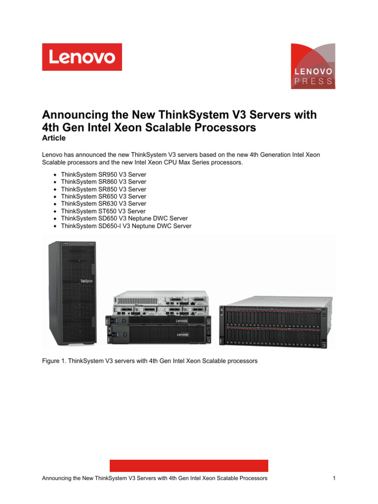 Announcing The New ThinkSystem V3 Servers With | PDF | Scalability | Central Processing Unit
